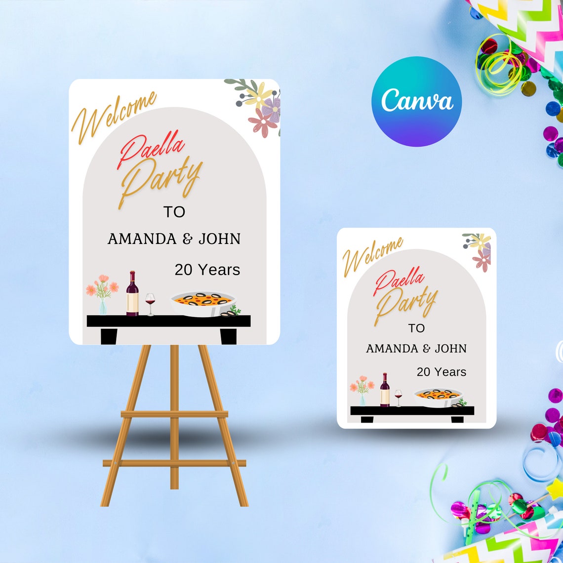 Paellla Party Welcome Sign Template Customizable Party Welcome Sign ...