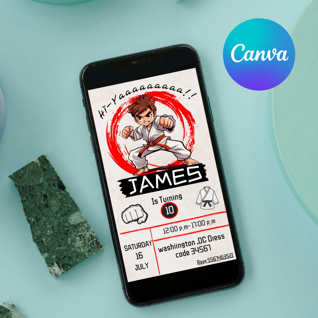 Karate Invitation Birthday Invitation Karate Karate Birthday Party ...