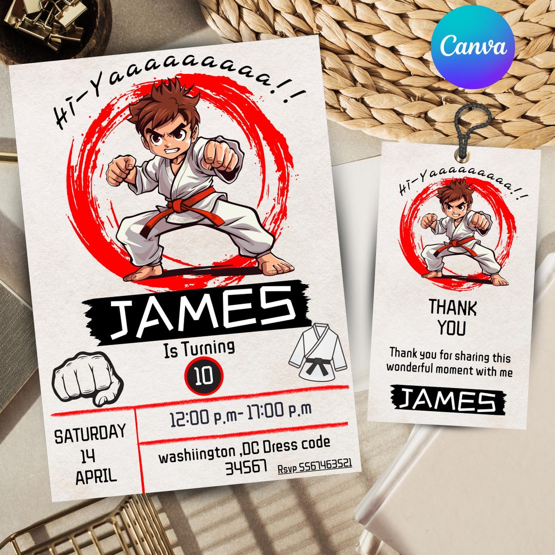 Karate Invitation Birthday Invitation Karate Karate Birthday Party ...