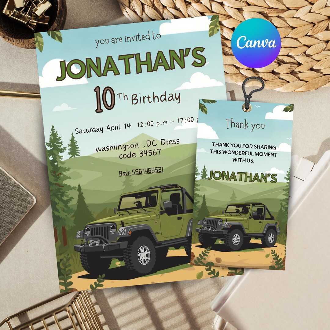 Off-road Car Birthday Invitation: Adventurous 4x4 Template - Etsy