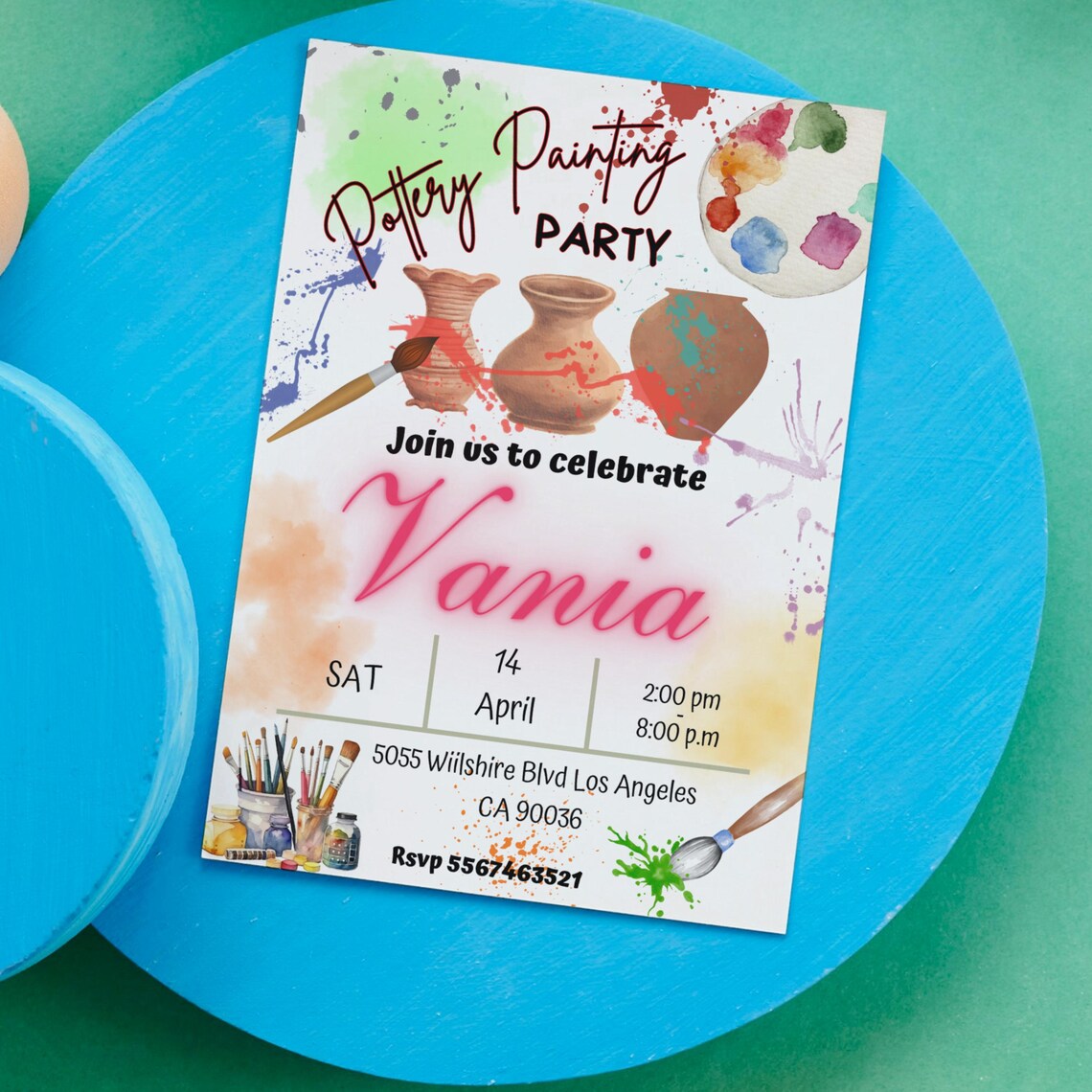 Pottery Birthday Invitation Pottery Party Invite Printable Ceramic ...