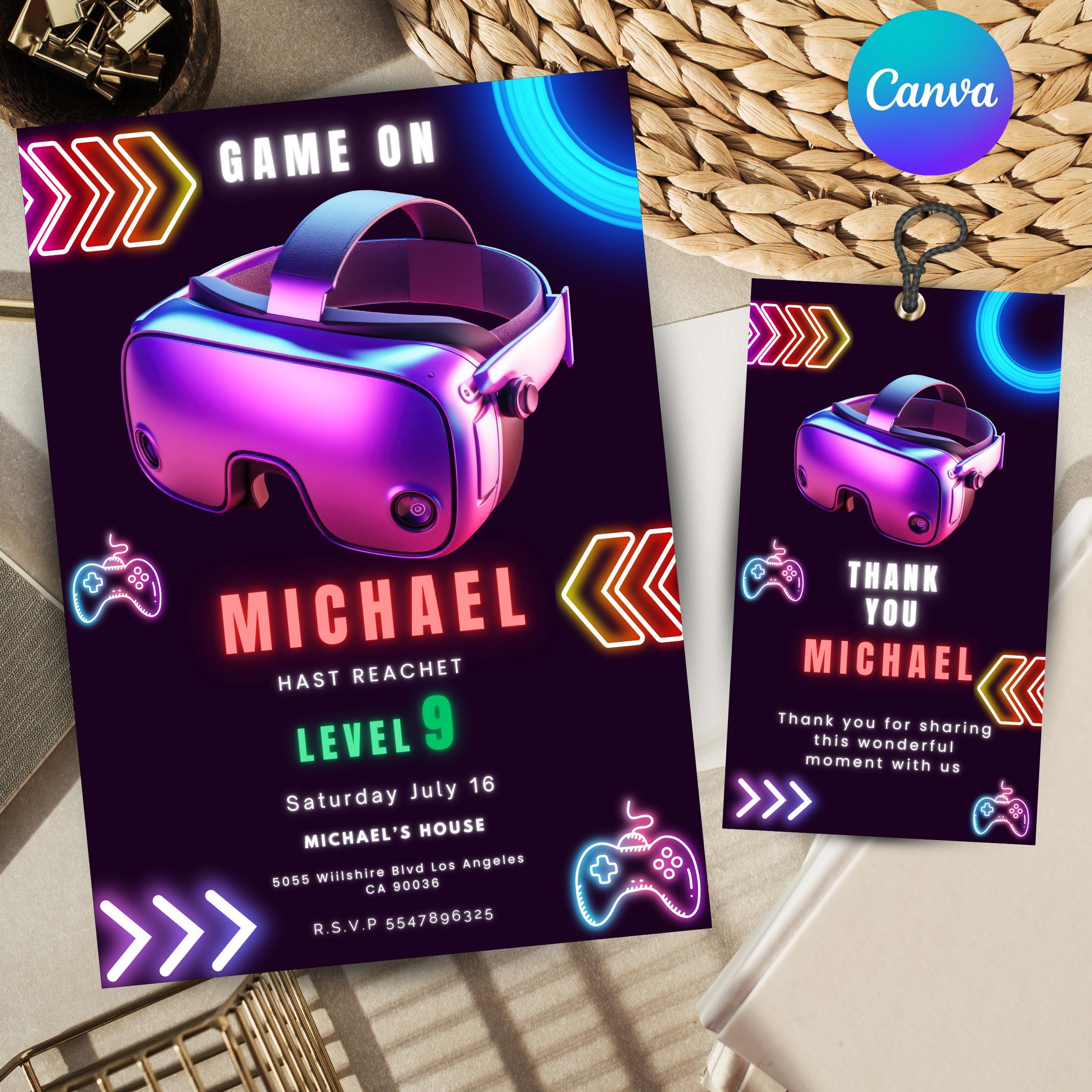 Vr Birthday Party Vr Gaming Party Editable Vr Birthday Card Virtual ...