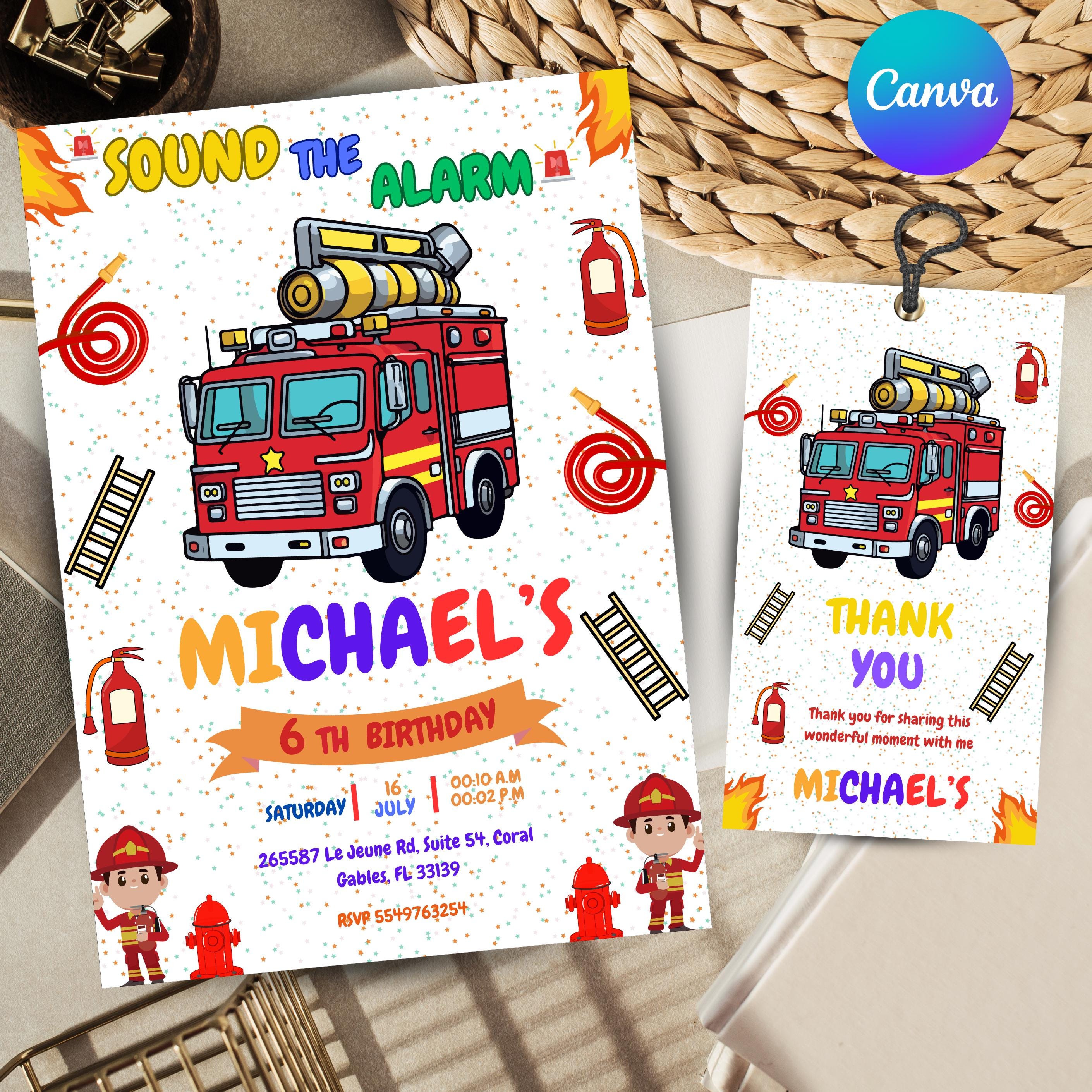 Fireman Invitation Firefighter Invitation Fireman Birthday Invitation ...