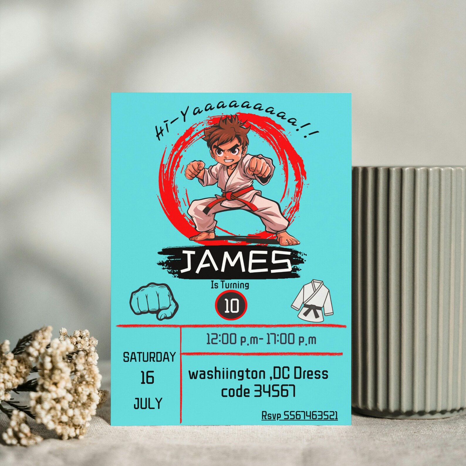 Karate Invitation Birthday Invitation Karate Karate Birthday Party ...