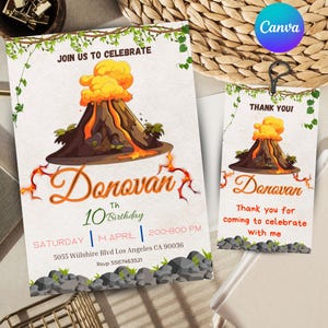 Volcano Birthday Party Volcano Birthday Invite Editable Card With ...