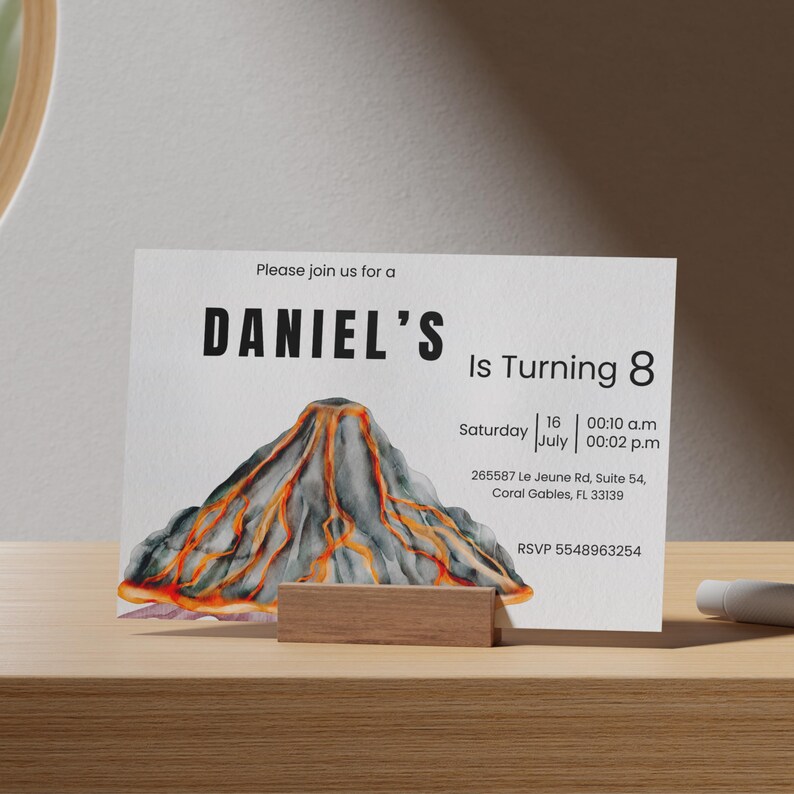 Volcano Birthday Party Volcano Birthday Invite Customizable Volcano ...