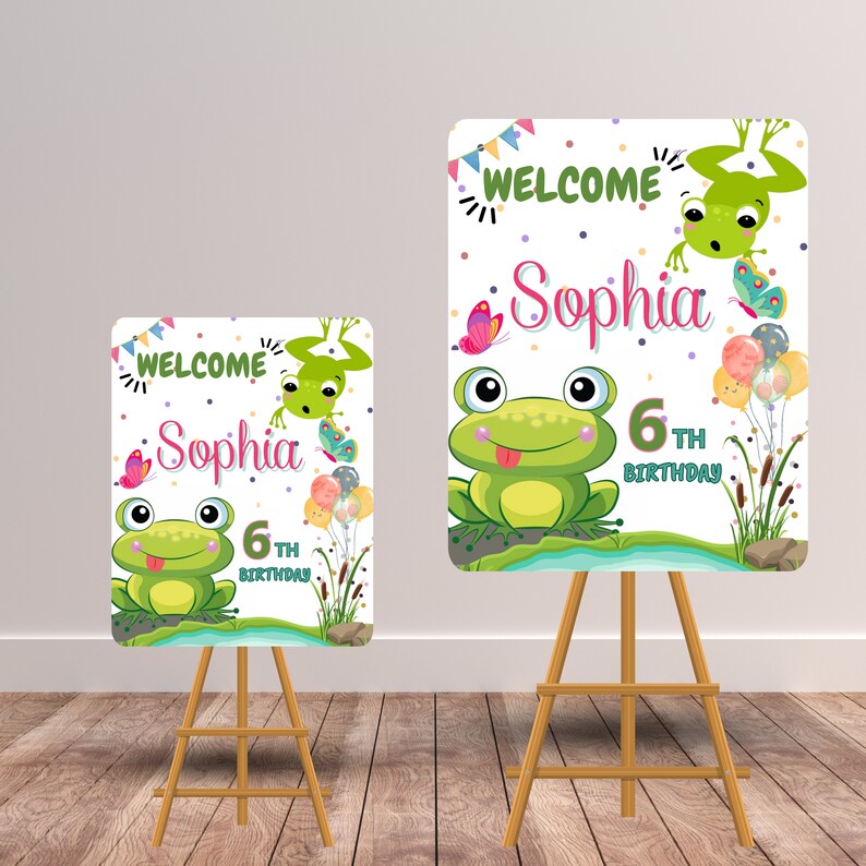 Frog Party Welcome Sign Template Customizable Party Welcome Sign ...