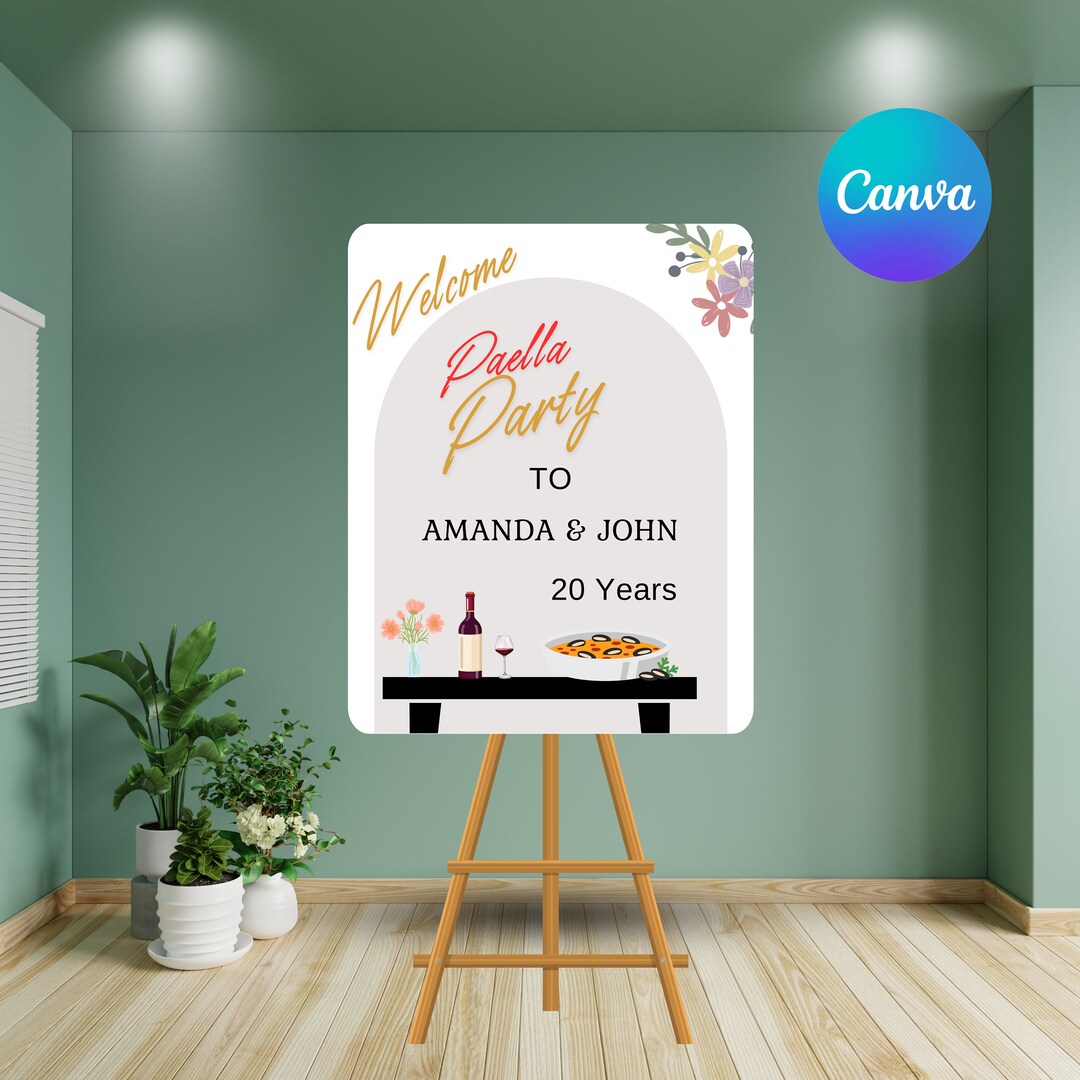 Paellla Party Welcome Sign Template Customizable Party Welcome Sign ...