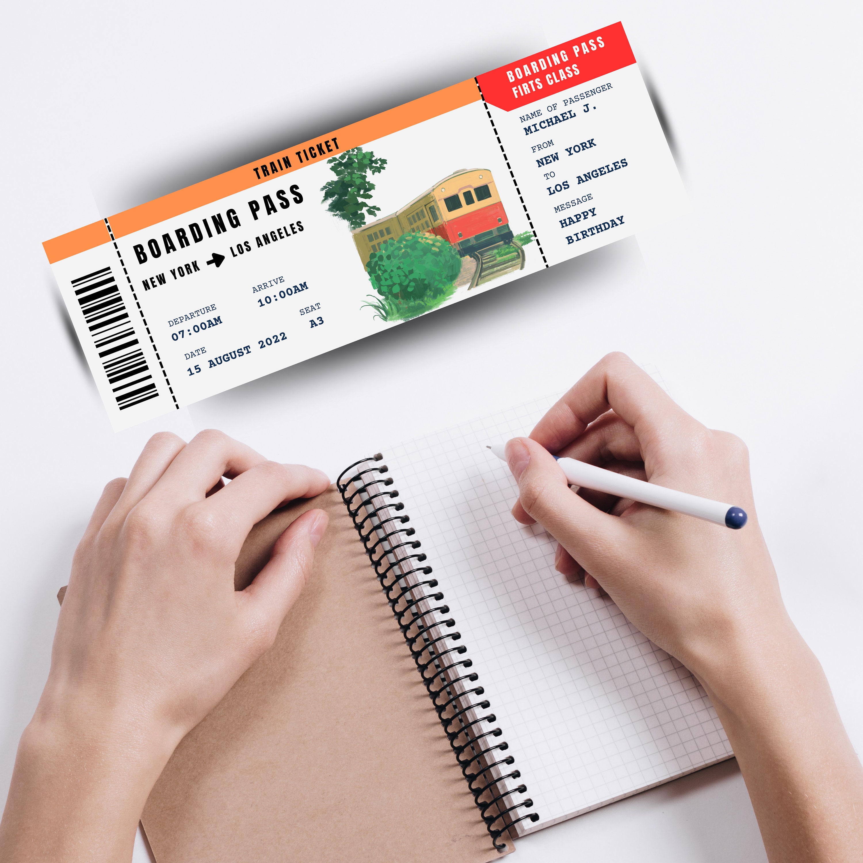 Personalised Train Ticket - Editable Train Ticket - Train Ticket ...