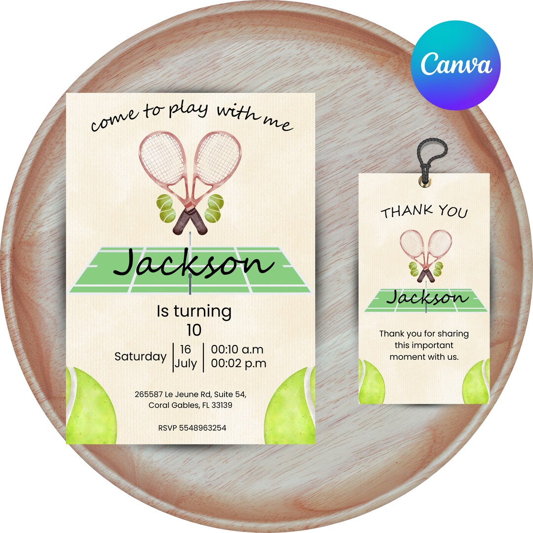 Tennis Birthday Invitation Tennis Party Invitation Tennis Theme ...