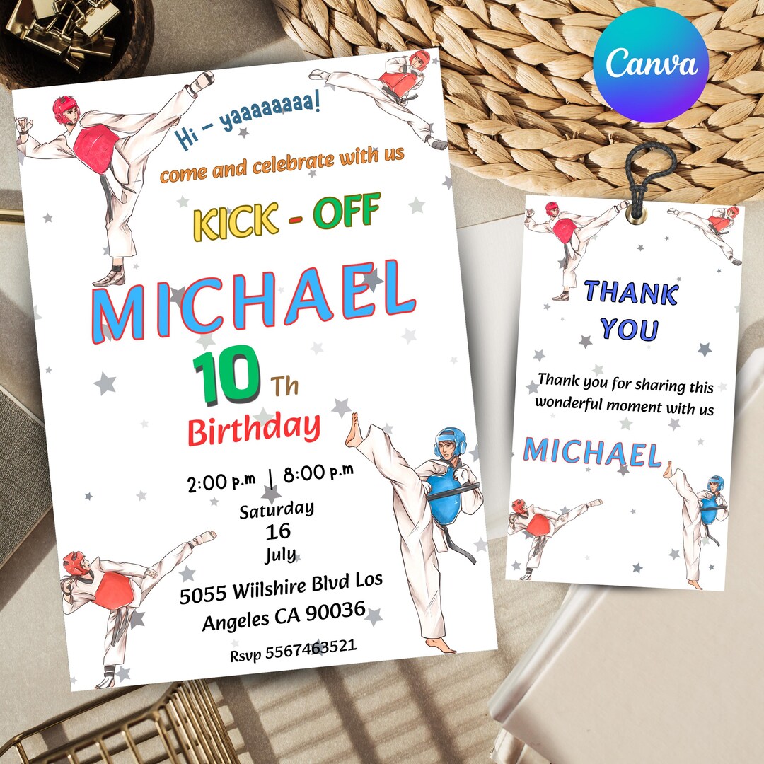Karate Invitation Taekwondo Birthday Invitation EDITABLE Karate ...