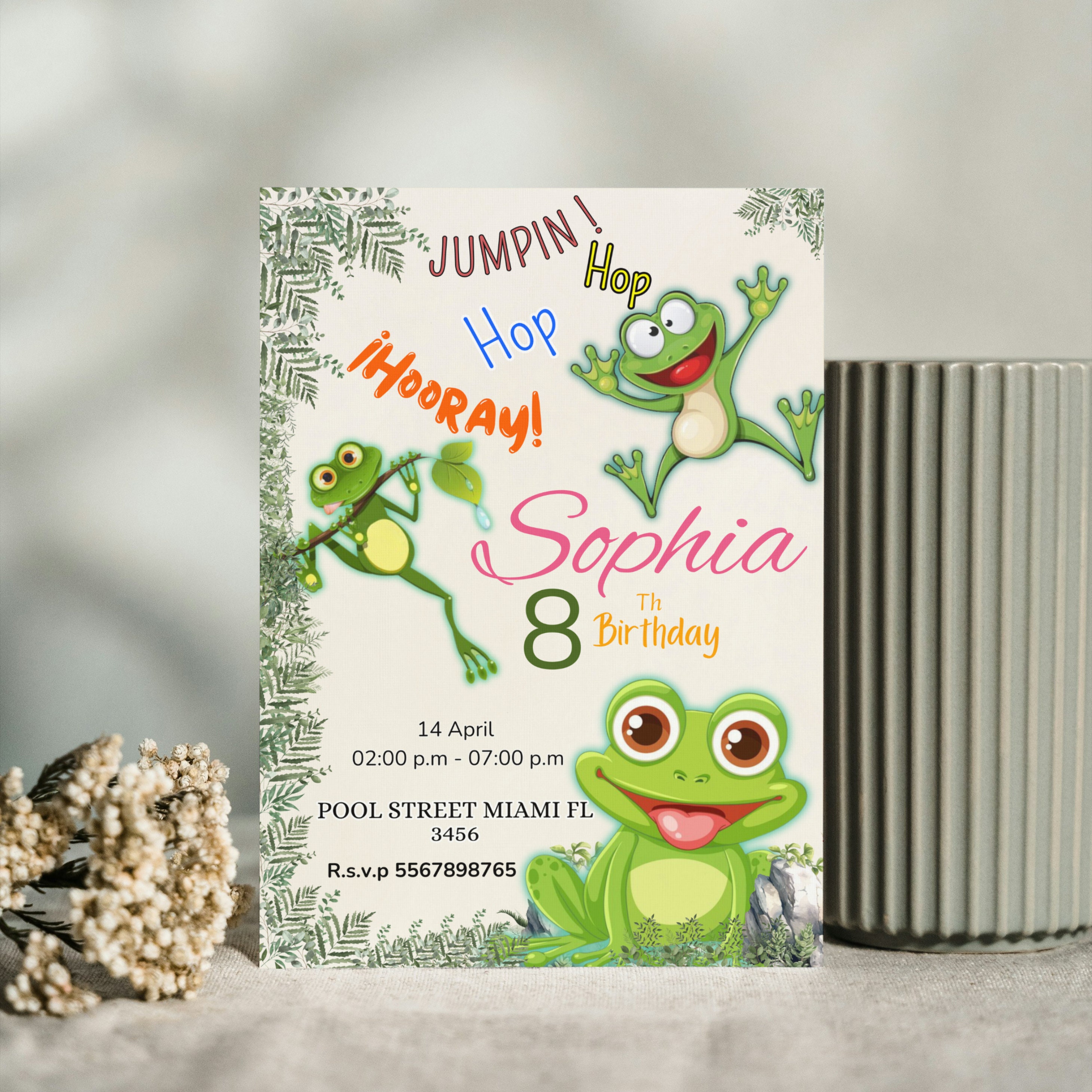 Frog Birthday Invitation - Frog Themed Birthday Invitation - Invitation ...