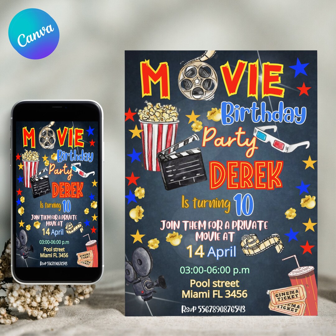 Movie Invitation for a Special Moment Customizable Cinema Invitation ...