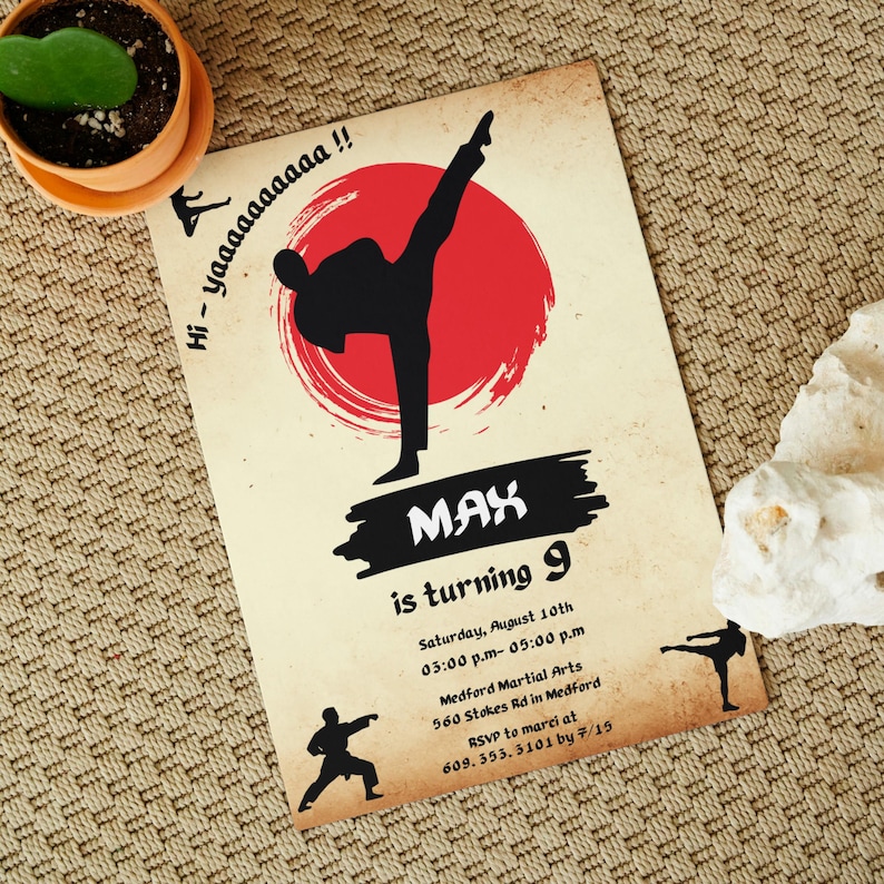 Karate Invitation Taekwondo Birthday Invitation EDITABLE Karate ...