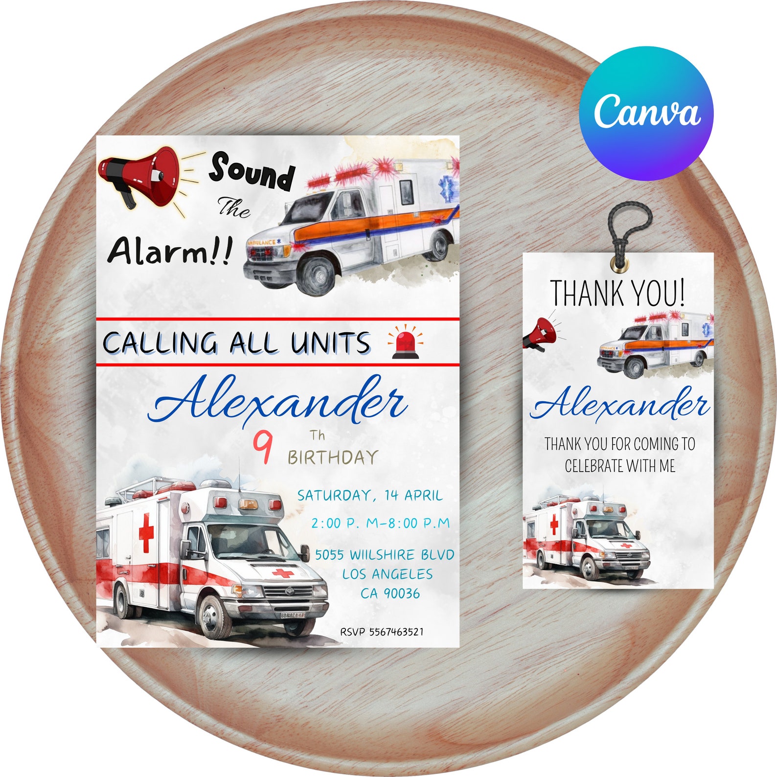 Ambulance Birthday Party Emergency Vehicle Invite Ambulance Birthday ...