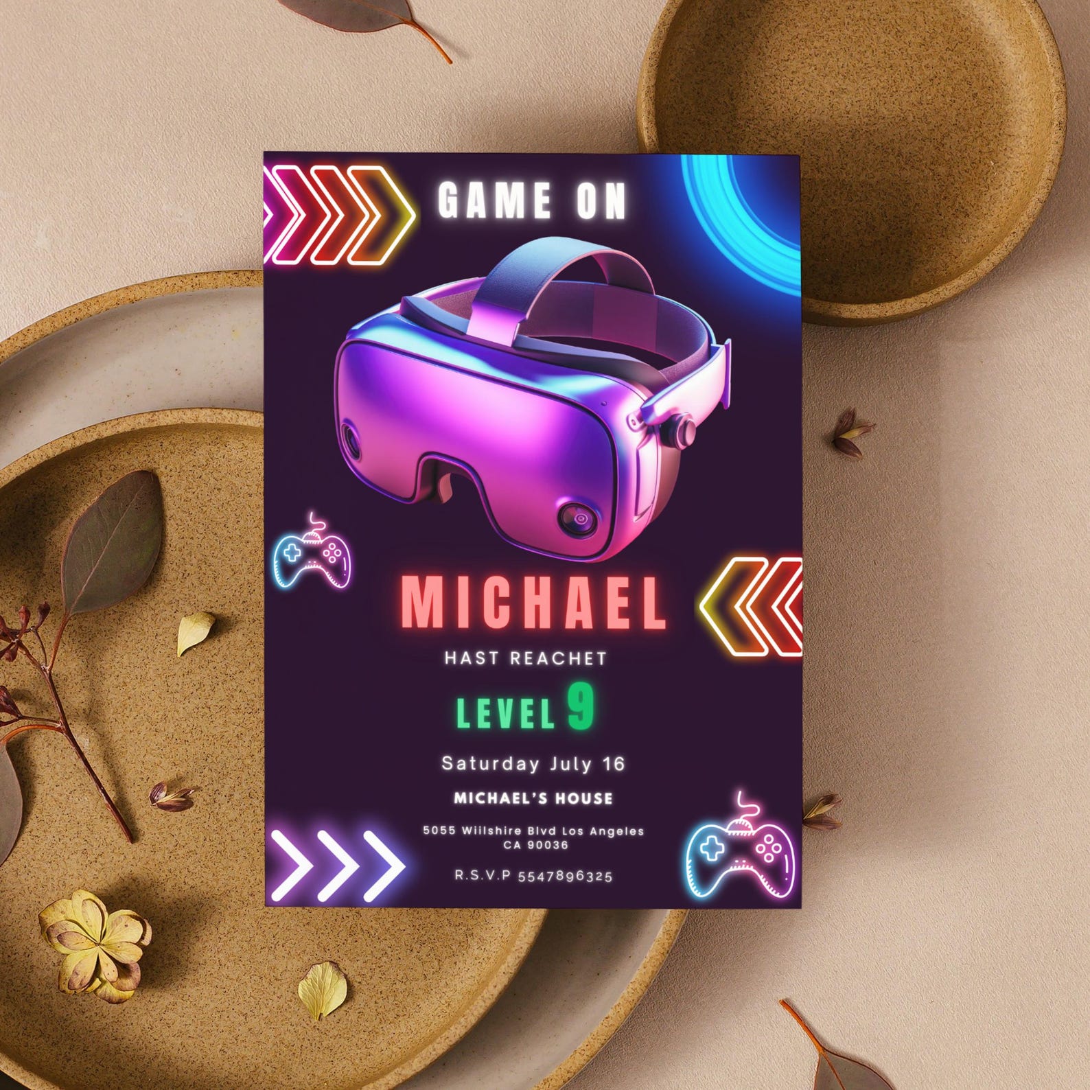 Vr Birthday Party Vr Gaming Party Editable Vr Birthday Card Virtual ...