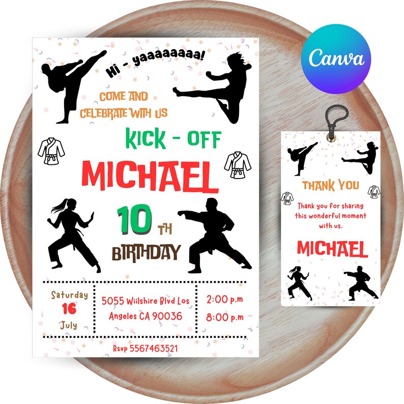 Karate Invitation Taekwondo Birthday Invitation EDITABLE Karate ...