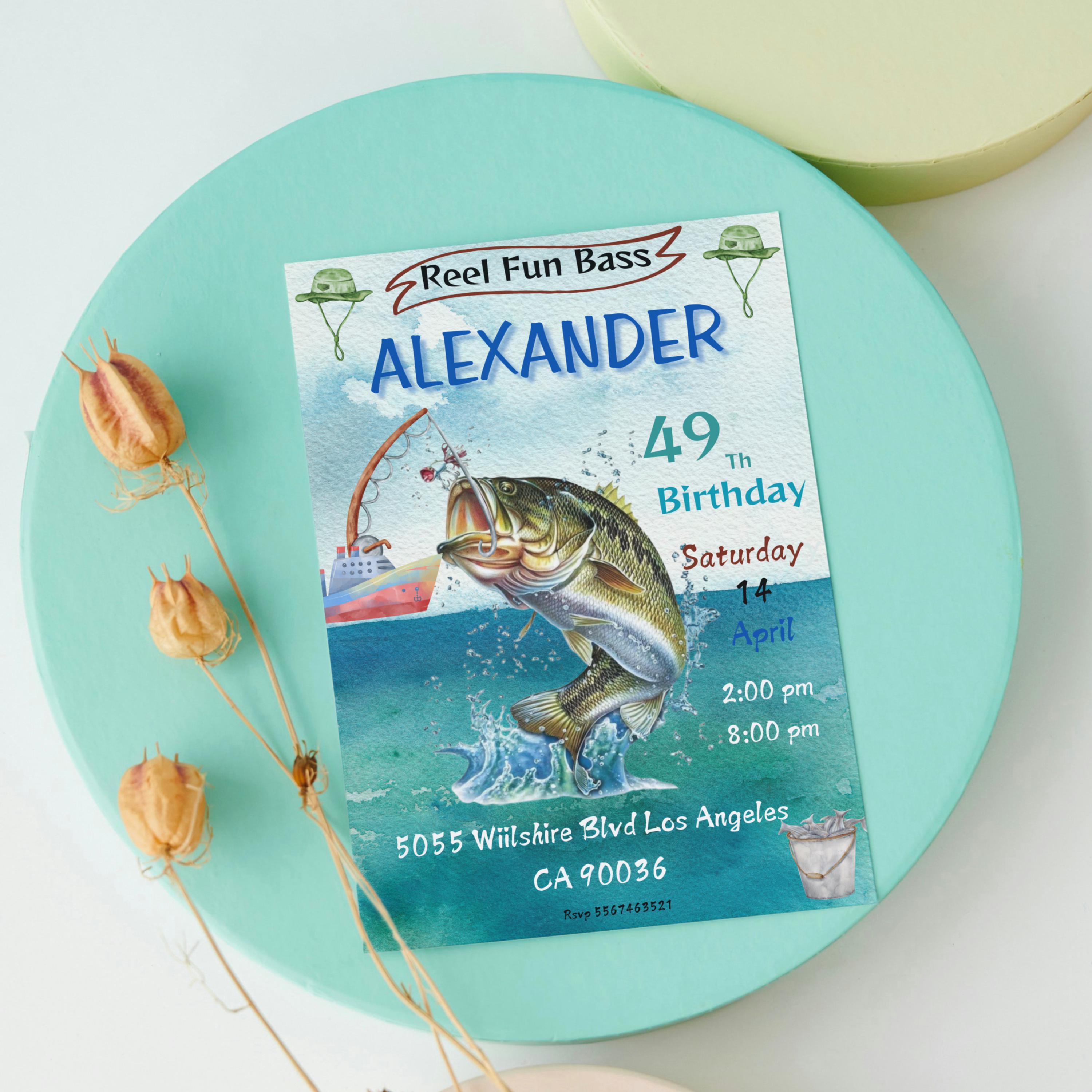 Bass Invitation Bass Fishing Birthday Invitation Fishing Birthday ...