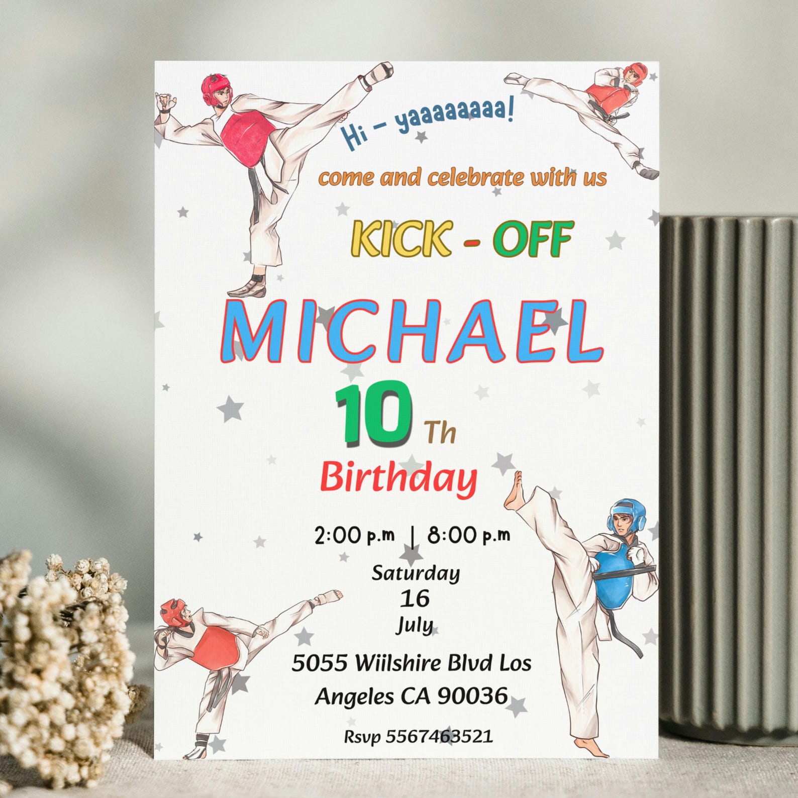Karate Invitation Taekwondo Birthday Invitation EDITABLE Karate ...