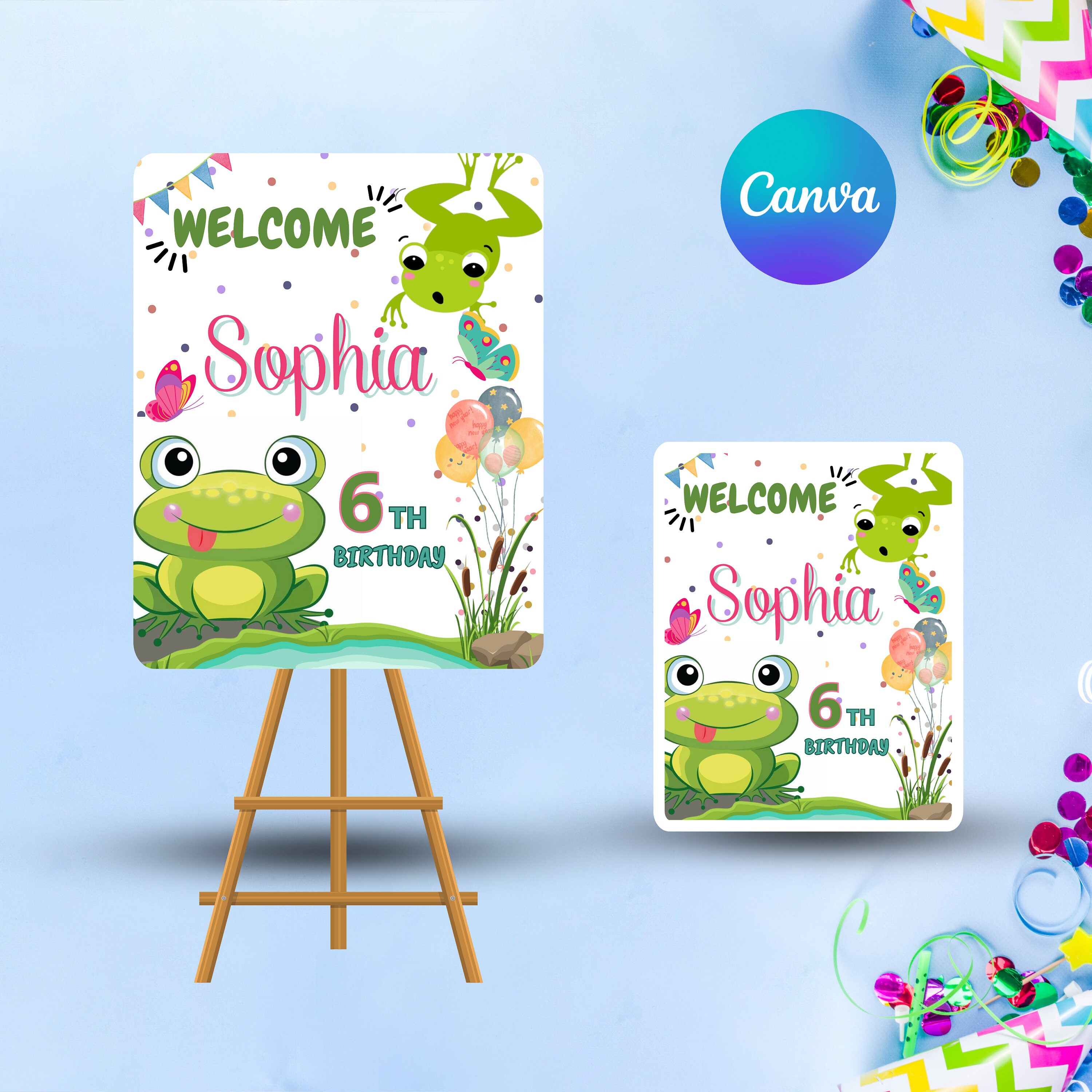 Frog Party Welcome Sign Template Customizable Party Welcome Sign ...
