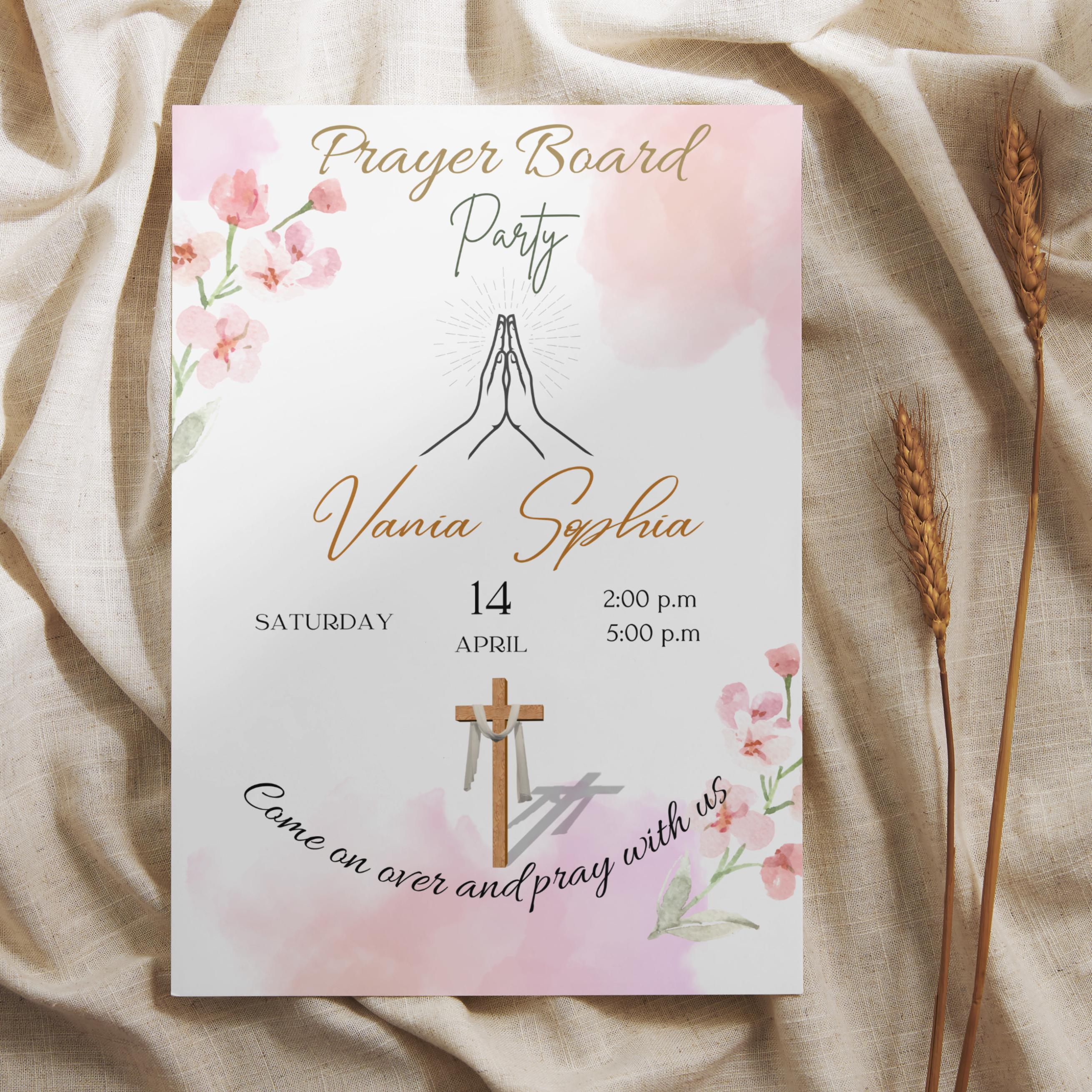 Prayer Board Party Invitation Prayer Board Editable Invitation Card ...