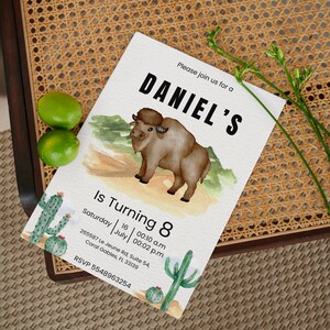 Bison Invitation Customizable Digital Bison Birthday Card Bison Themed ...