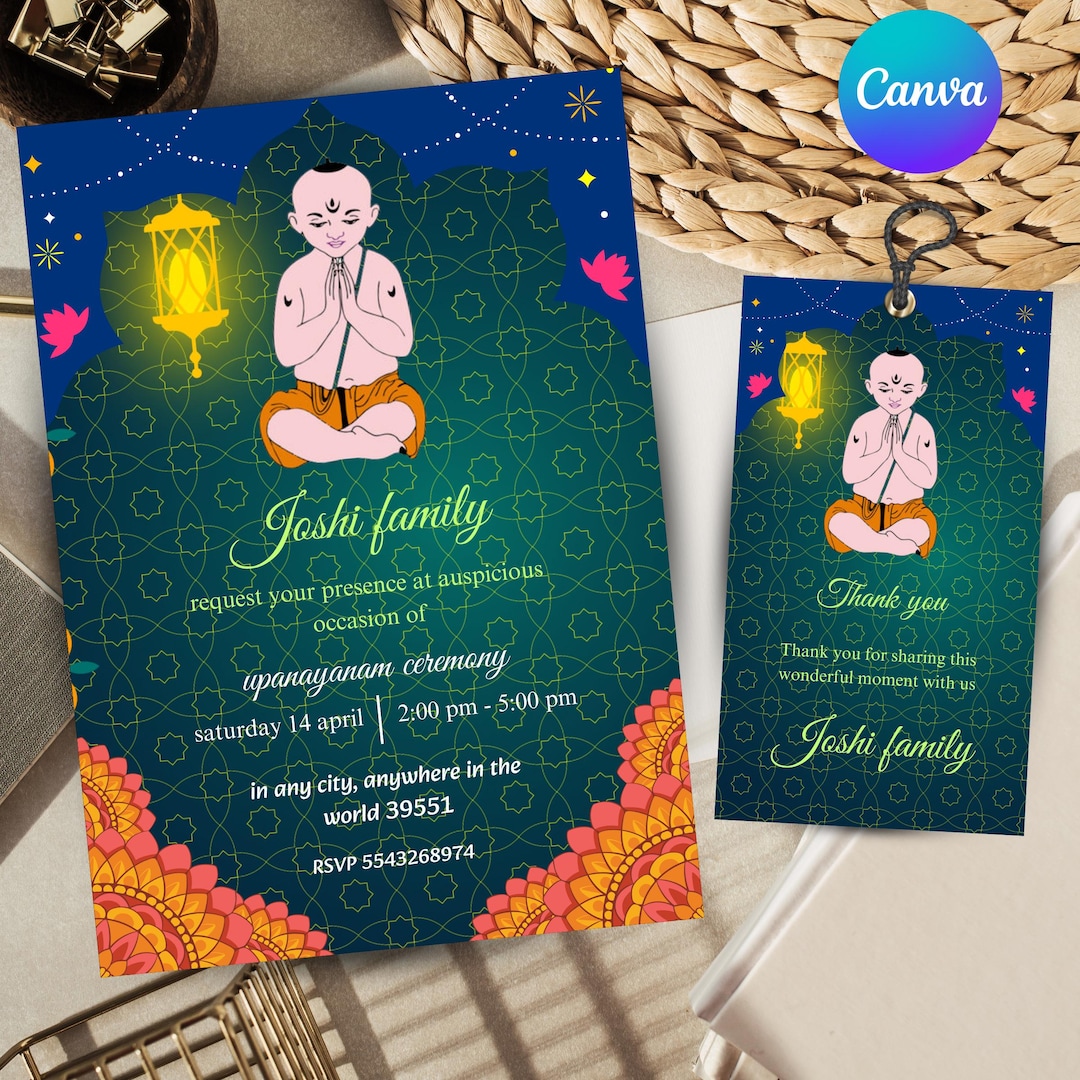 Upanayanam Invitation, Sacred Cord Ceremony, Digital Invitation ...
