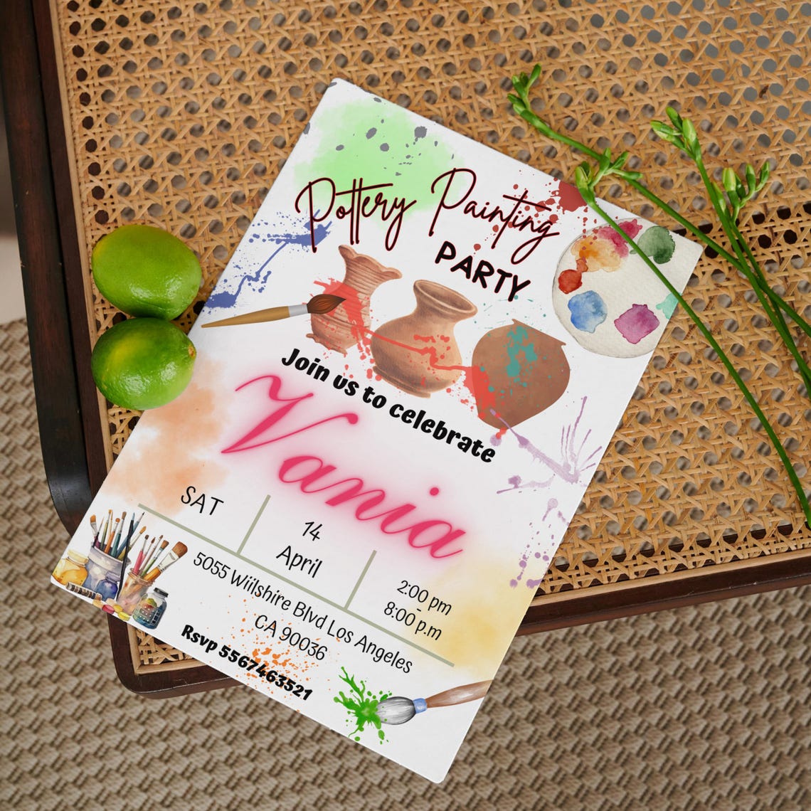 Pottery Birthday Invitation Pottery Party Invite Printable Ceramic ...