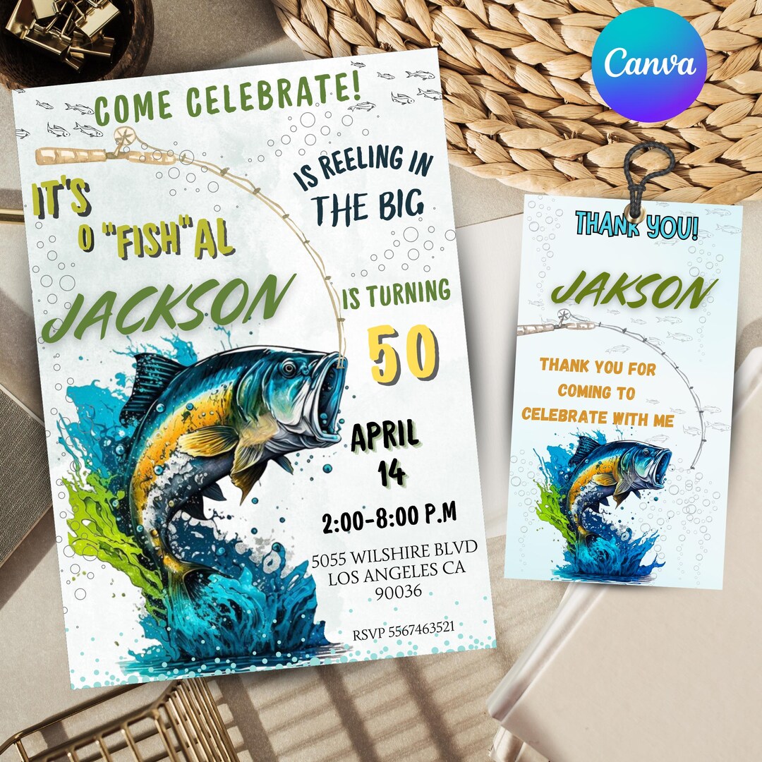 Bass Invitation Bass Fishing Birthday Invitation Fishing Birthday ...