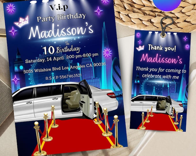 INSTANT DOWNLOAD Limo Party Invitation 5x7 4x6 DIY Personalized ...