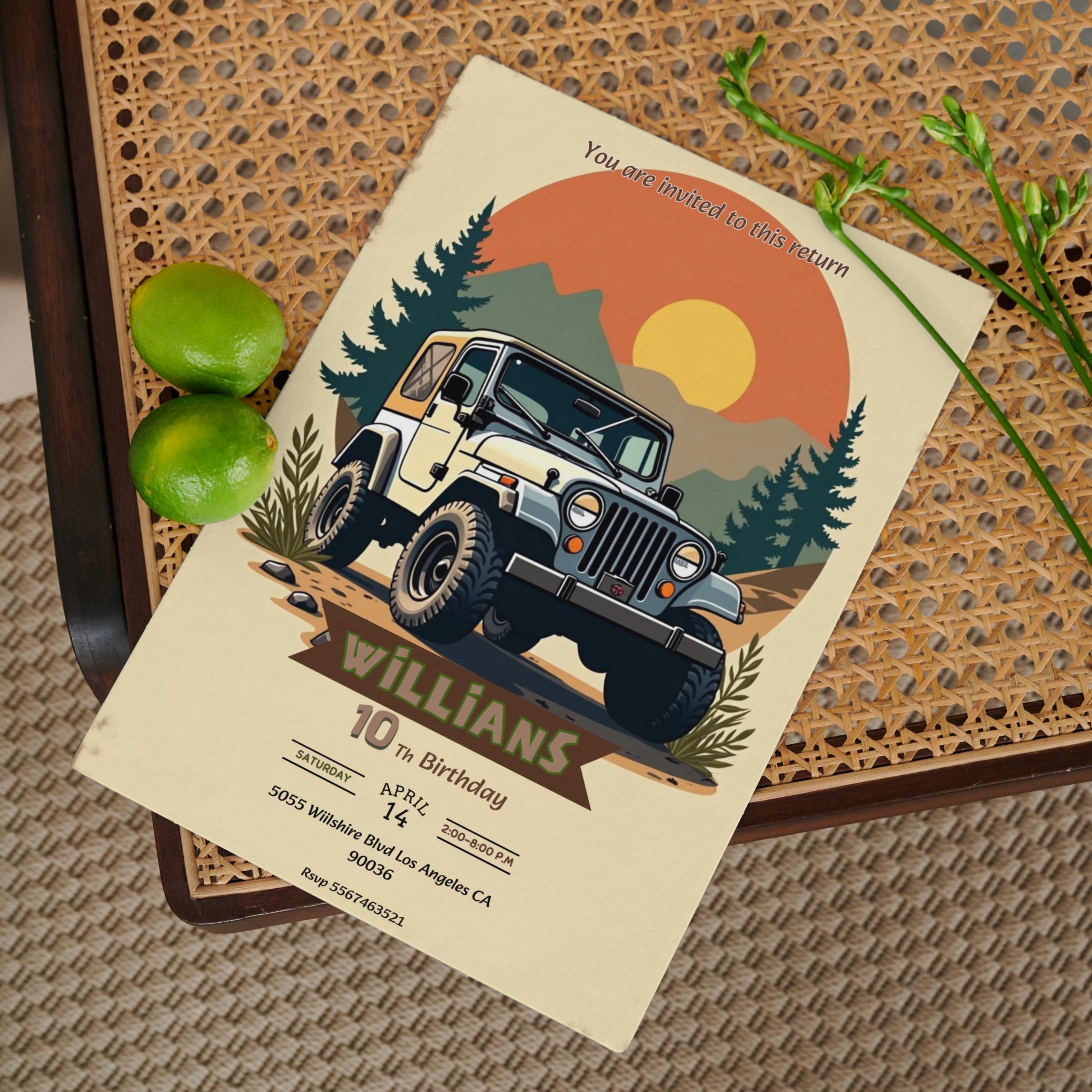 Off-road Car Birthday Invitation: Adventurous 4x4 Template - Etsy