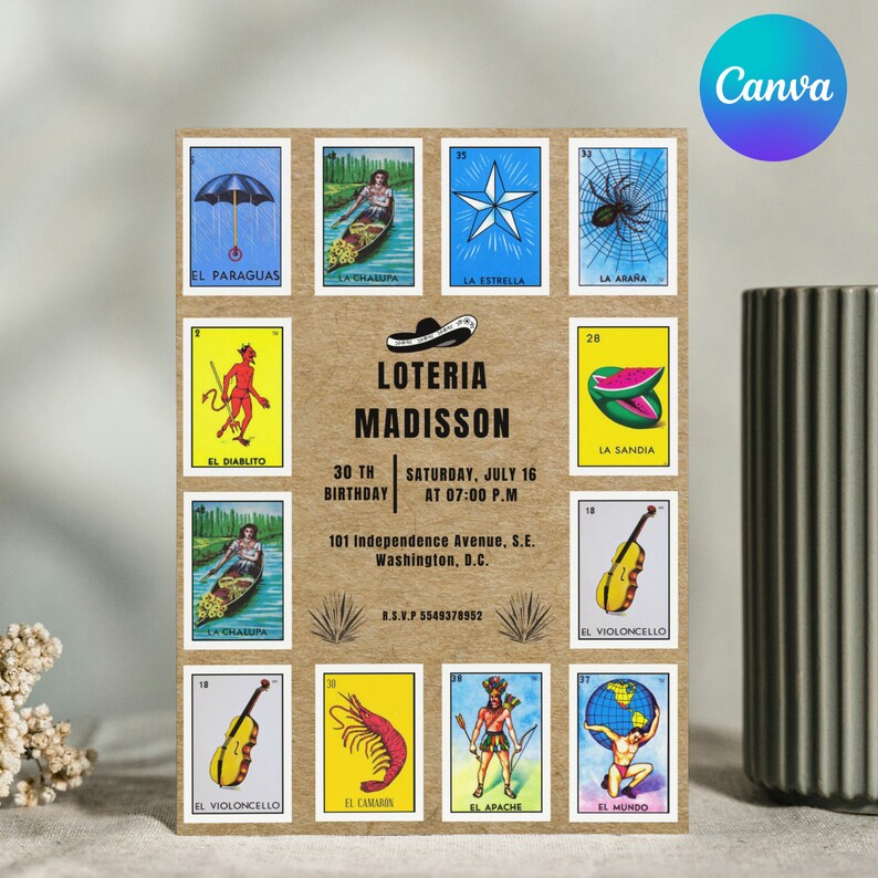 Loteria Invitation Template - Loteria Invitation - Customizable Loteria ...