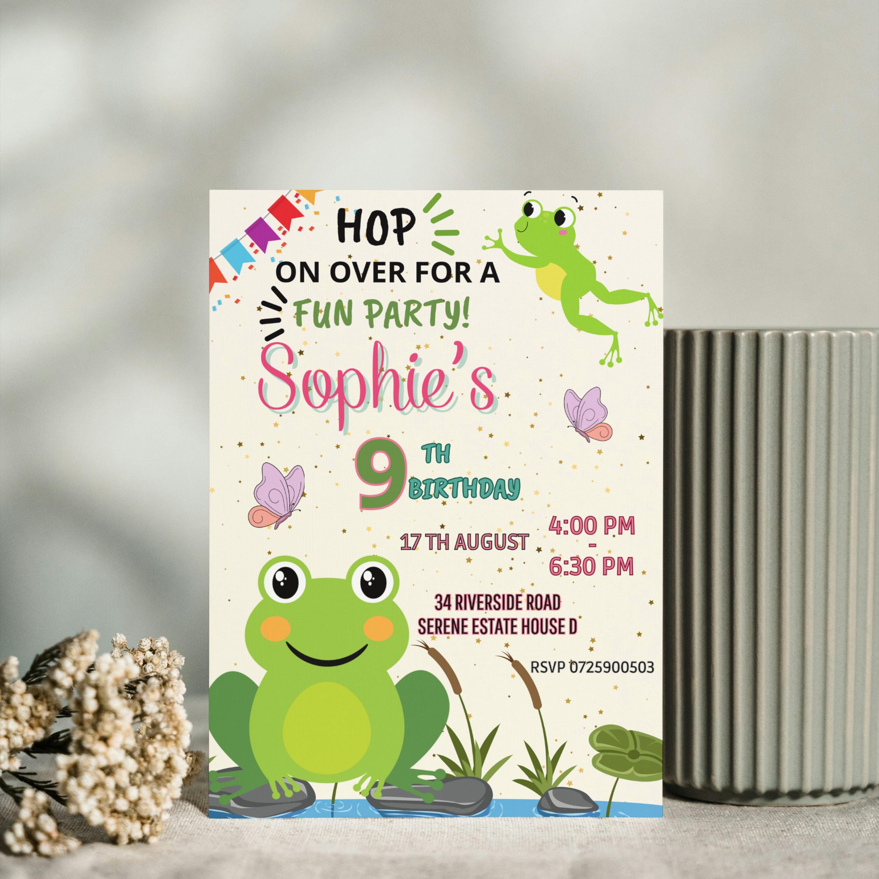Frog Birthday Invitation - Frog Themed Birthday Invitation - Invitation ...