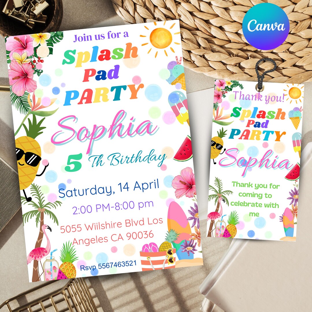 Pool Party Invitation: Splish Splash Theme (digital Template) - Etsy