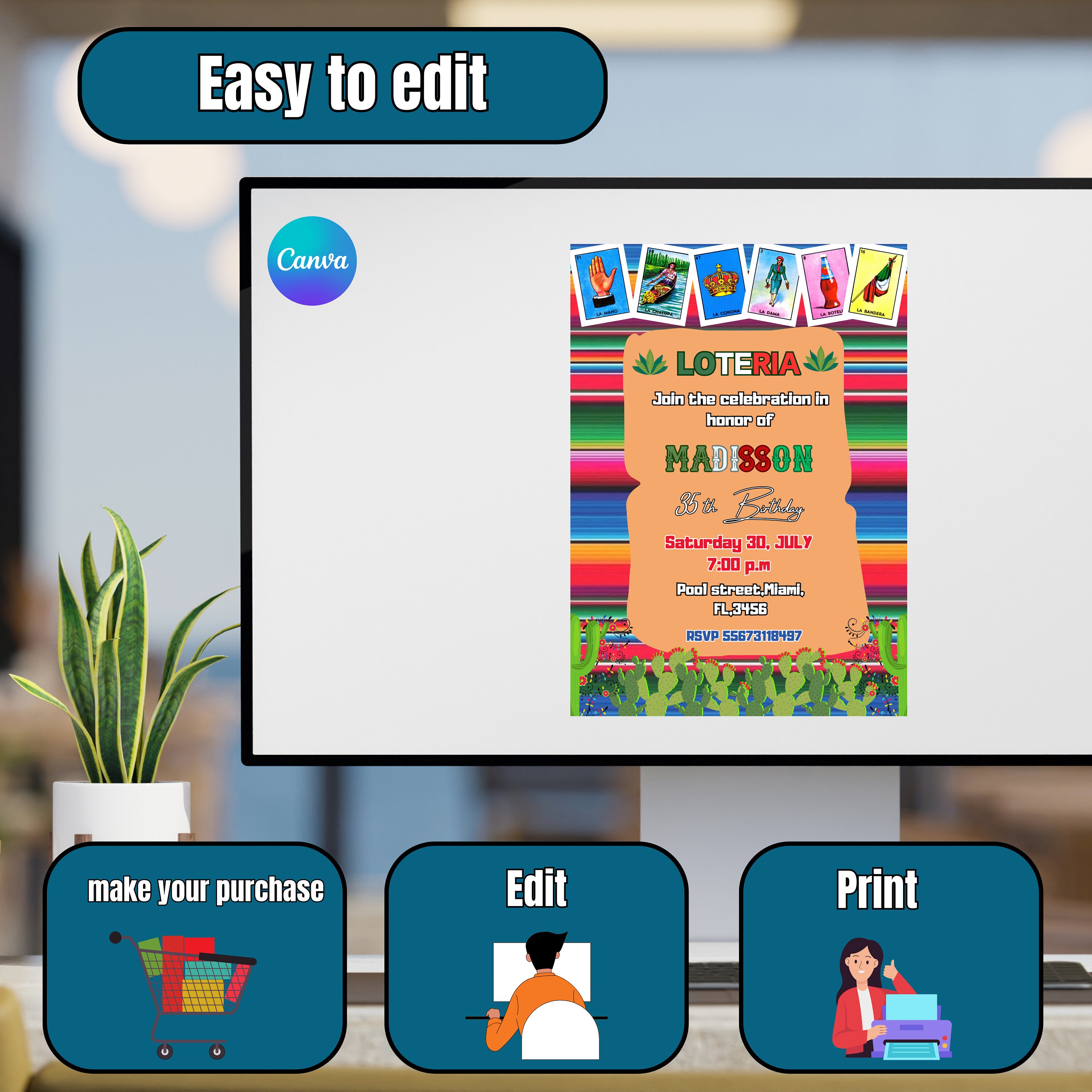 Loteria Invitation Template Loteria Invitation Customizable Loteria ...