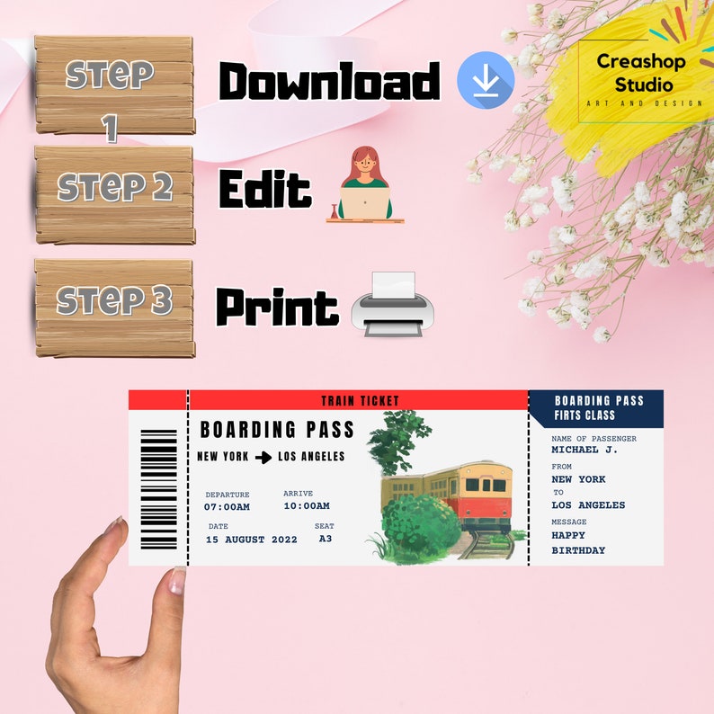 Personalised Train Ticket - Editable Train Ticket - Train Ticket ...