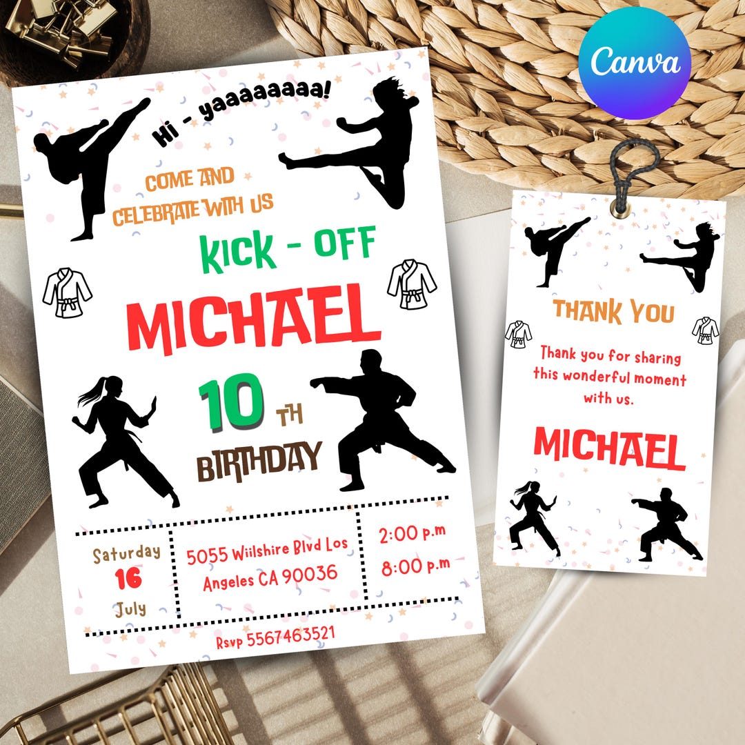 Karate Invitation Taekwondo Birthday Invitation EDITABLE Karate ...
