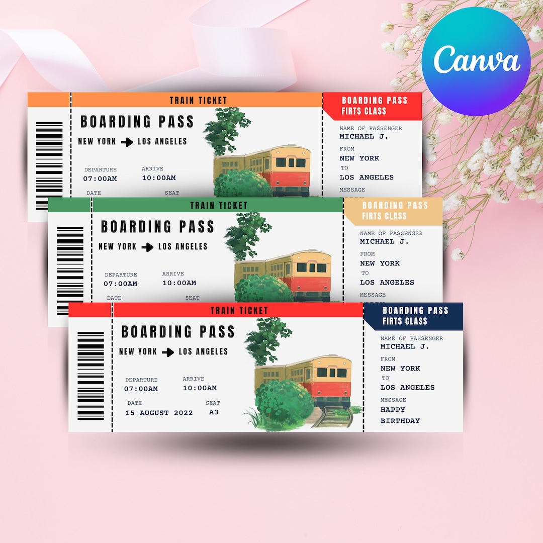 Personalised Train Ticket - Editable Train Ticket - Train Ticket ...