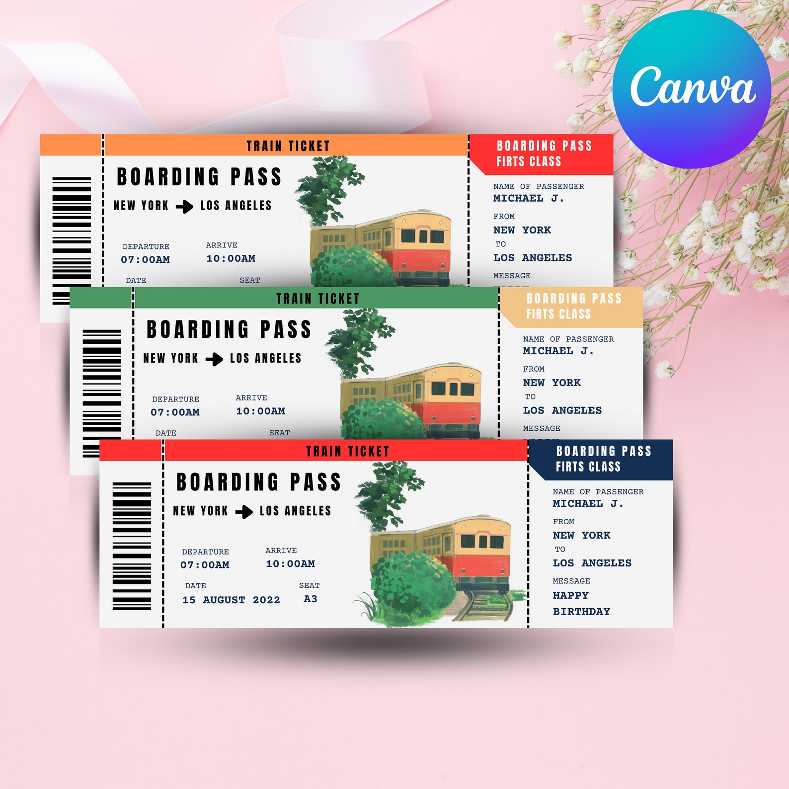 Personalised Train Ticket - Editable Train Ticket - Train Ticket ...