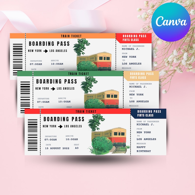 Personalised Train Ticket - Editable Train Ticket - Train Ticket ...