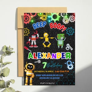 Robotics Birthday Invitation Editable Robot Birthday Card Customizable ...