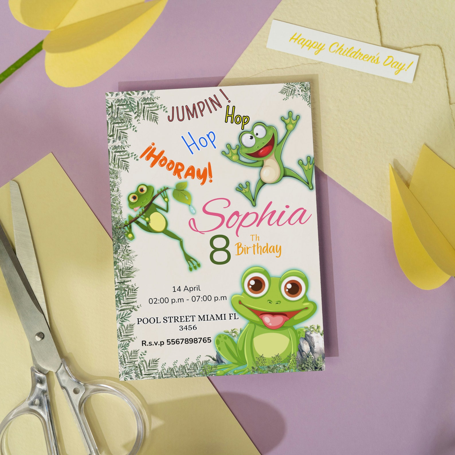 Frog Birthday Invitation - Frog Themed Birthday Invitation - Invitation ...