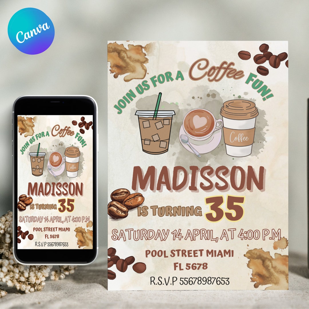 Holiday Coffee Invitation - Coffee Date Invitation - Coffee Birthday ...