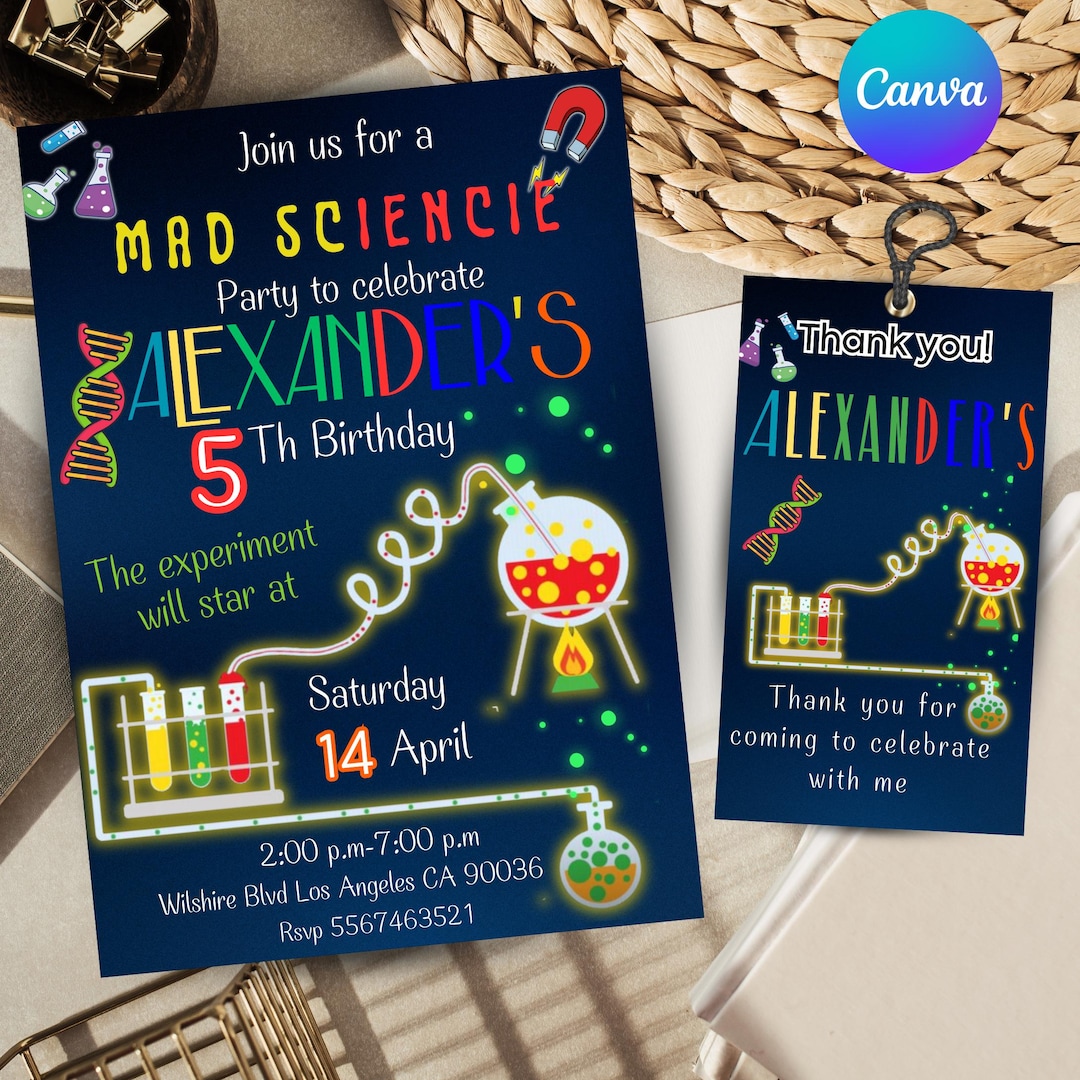 Chemistry Party Invitation Customizable Invitation With Science Theme ...