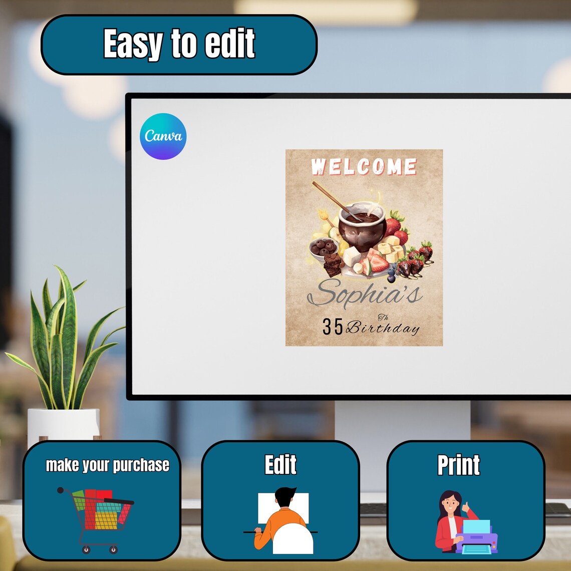 Editable Fondue Welcome Sign Custom Printable Fondue Template Poster ...