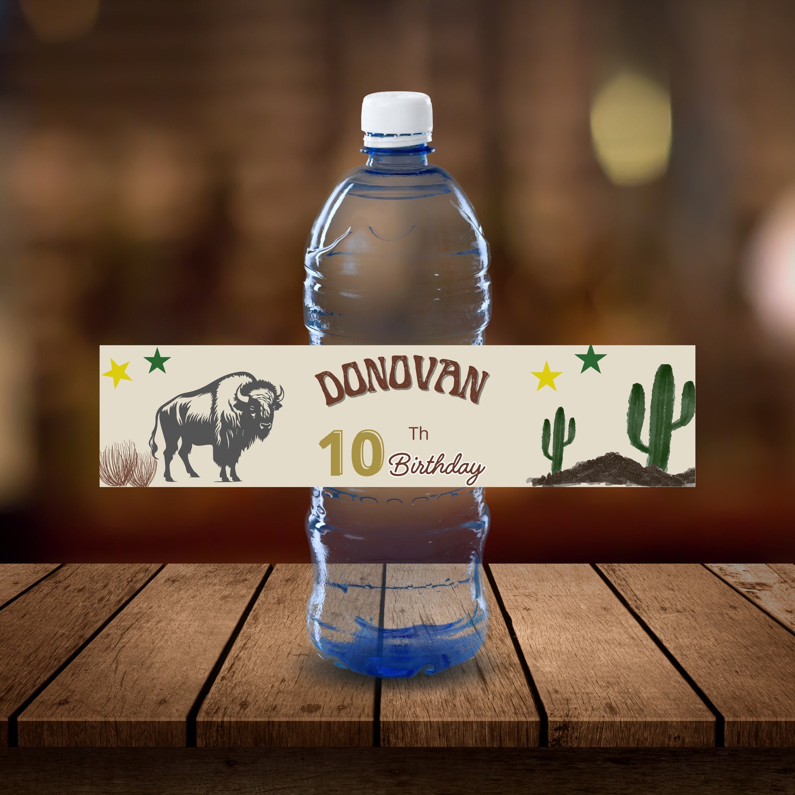 Bison Water Bottle Label Customizable Party Water Bottle Label Bison ...
