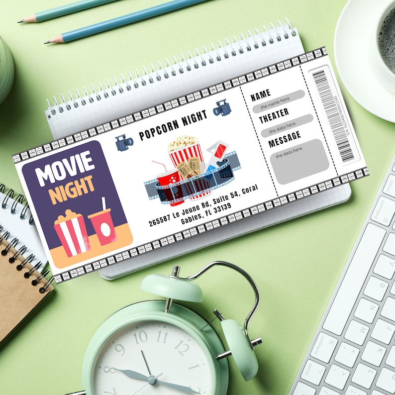 Movie Ticket Stub Movie Ticket Gift Movie Ticket Gift Card Custom Movie ...