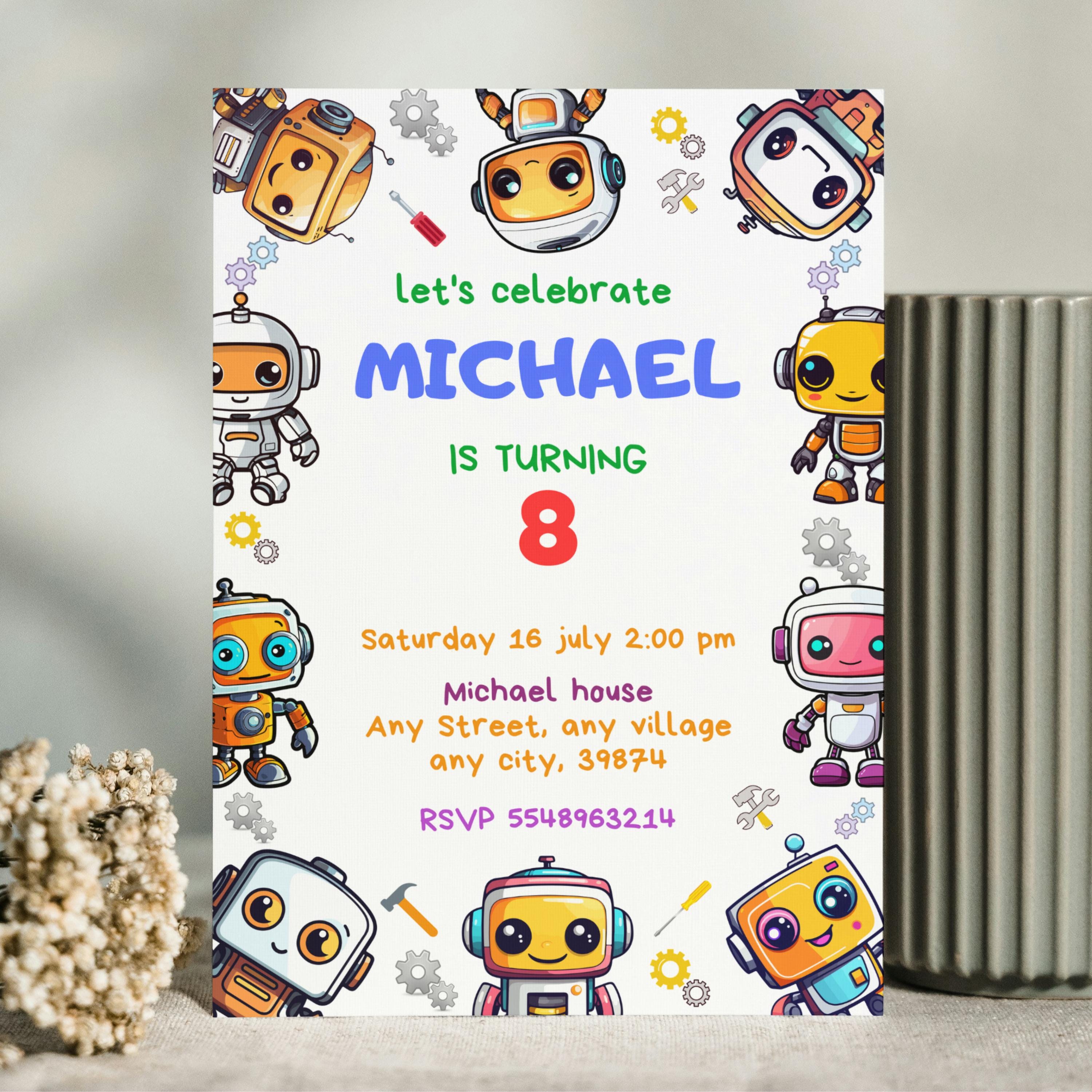 Robotics Birthday Invitation: Editable Robot Card (printable) - Etsy