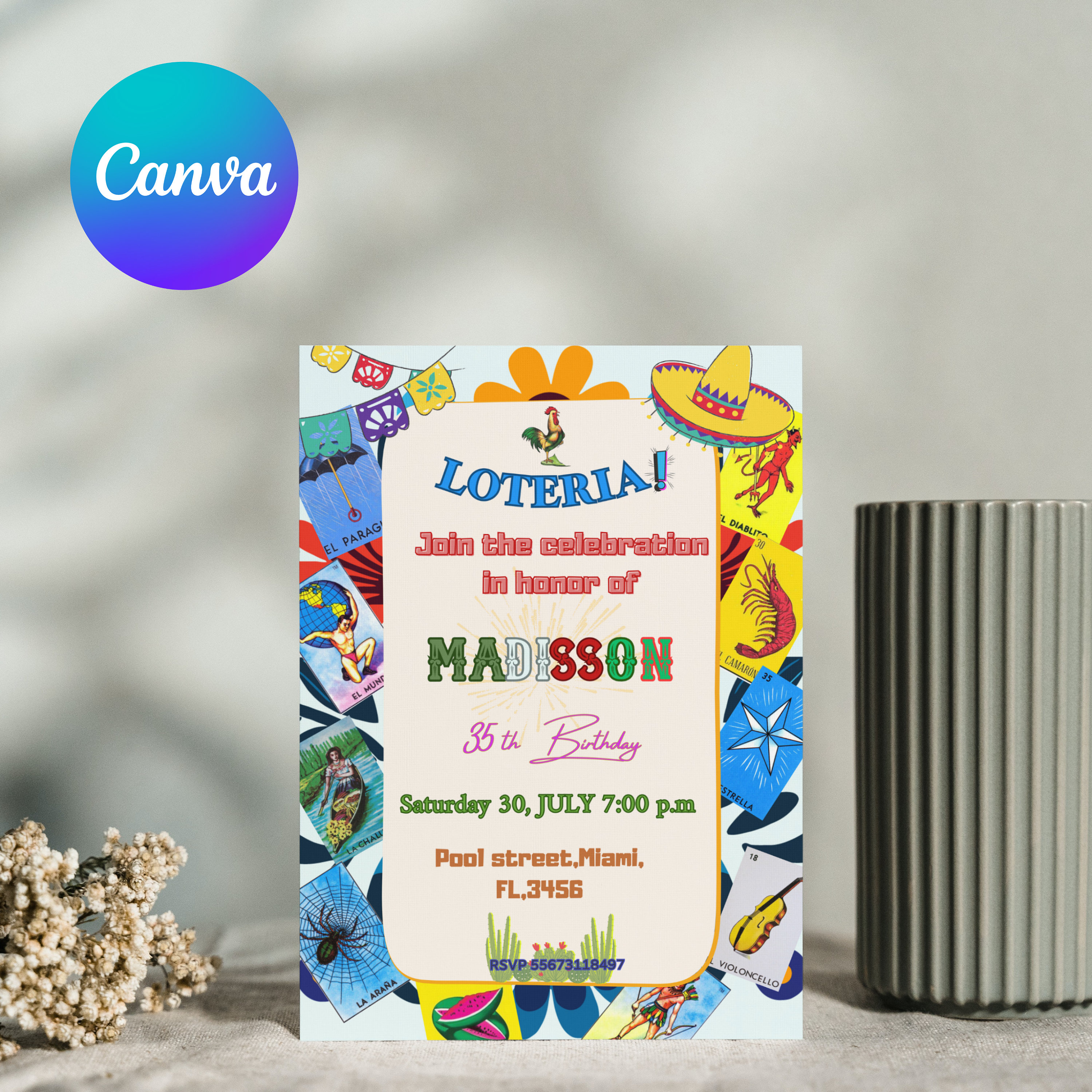 Loteria Invitation Template - Loteria Invitation - Customizable Loteria ...