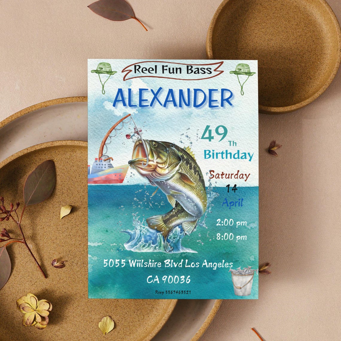 Bass Fishing Birthday Invitation: Customizable Card (digital) - Etsy